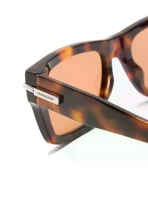 FERRAGAMO Tortoiseshell-pattern Rectangle-frame Sunglasses