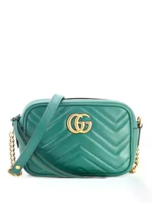 Gucci Gg Marmont Shoulder Bag Matelasse Leather Mini Crossbody Bag Green