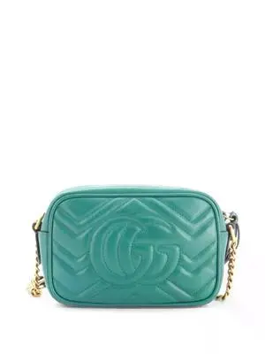 Gucci Gg Marmont Shoulder Bag Matelasse Leather Mini Crossbody Bag - Green