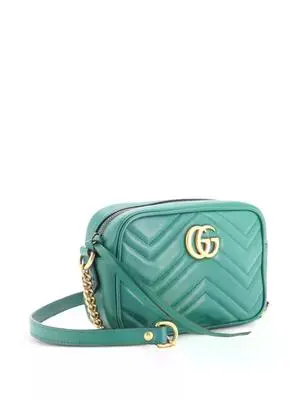 Gucci Gg Marmont Shoulder Bag Matelasse Leather Mini Crossbody Bag - Green