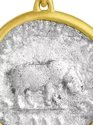 LEIGH MAXWELL Hippo Ancient Silver Coin Pendant - Gold