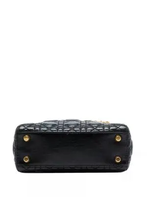 Dior 2018 Small Crinkled Patent Cannage My Abcdior Lady Satchel - Black