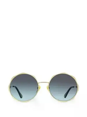 Chloé Scalloped Round-frame Sunglasses - Gold
