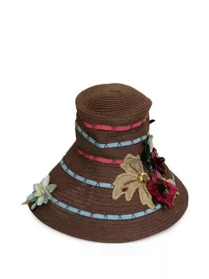 Dolce & Gabbana Floral-appliqué Sun Hat - Brown