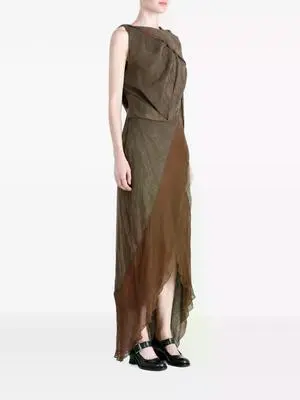 YEHUAFAN Draped Asymmetric Maxi Dress