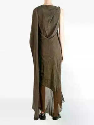 YEHUAFAN Draped Asymmetric Maxi Dress