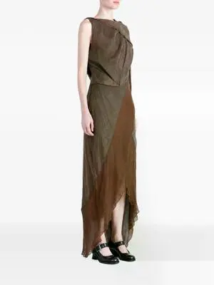 YEHUAFAN Draped Asymmetric Maxi Dress