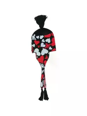 VIVIENNE WESTWOOD Hearts And Orb-motif Beanie Hat - Black