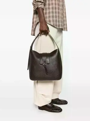 Hogan Grained-leather Buckle-detail Tote Bag - Brown