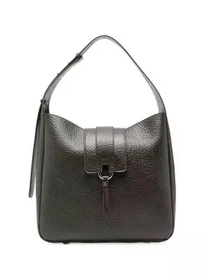 Hogan Grained-leather Buckle-detail Tote Bag - Brown