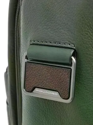 PIQUADRO Logo-plaque Pebbled Leather Backpack