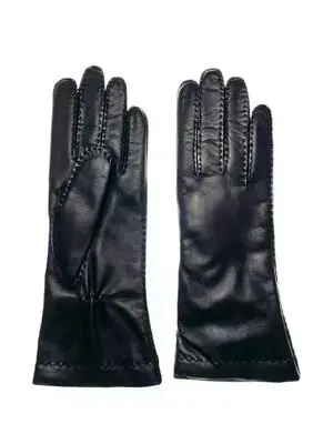 LORENZETTI Restelli Tonal-stitching Leather Gloves - Black