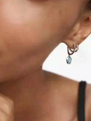 Monica Vinader Odyssey Gemstone Huggie Earrings - Silver