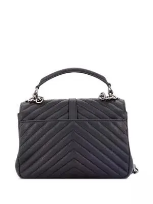 Saint Laurent Classic Monogram College Bag Matelasse Chevron Leather Medium Crossbody Bag - Black