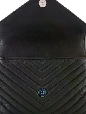 Saint Laurent Classic Monogram College Bag Matelasse Chevron Leather Medium Crossbody Bag - Black