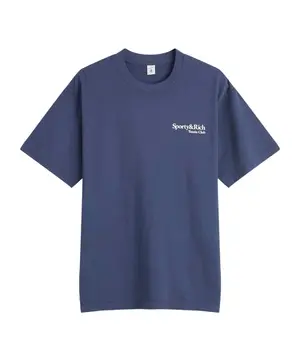 SPORTY  RICH Sporty Rich Logo Printed Crewneck T-shirt - Deep Navy Blue