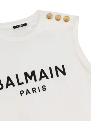 Balmain Logo Printed Sleeveless Tank Top - White