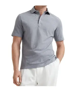 Brunello Cucinelli Cotton Jersey Polo With Shirt-style Collar - Medium Gray