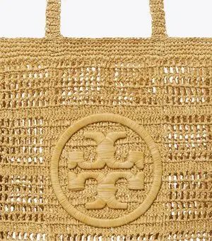 Tory Burch Logo Embroidered Woven Tote Bag