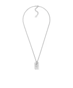 Dior Oblique Plate Pendant Necklace - Silver