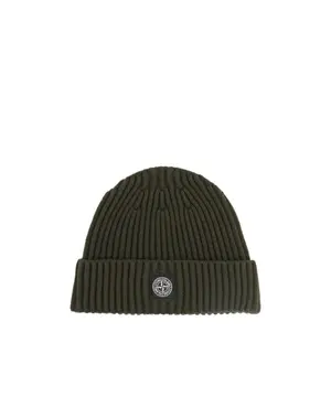 Stone Island Ribbed Knit Hat - Green