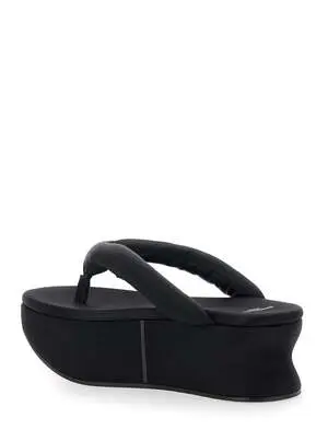 Balenciaga Gaeta' Black Wedges With Thong Design And Medium Heel In Viscose Blend For - Multicolor