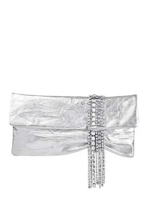 JIMMY CHOO Zandra' Silver Colored Clutch With Applied Crystals In Leather Blend For - Multicolor
