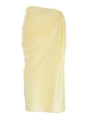 Jacquemus La Jupe Pareo' Yellow Midi Skirt With Hidden Zip Closure On The Side And Draping On Front And Back In Tech Fabric For - Multicolor
