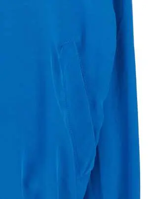 Versace Blue Bomber Jacket With Ribbed Collar And Logo On The Back In Silk For - Multicolor