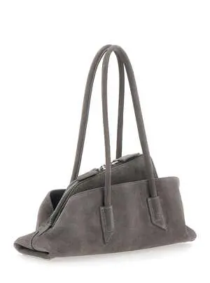 Attico La Passeggiata' Grey Small Shoulder Bag With Two Top Handles In Suede For - Multicolor