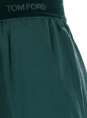 TOM FORD Pants With Elasticated Waist With Logo Lettering In Silk For - Green