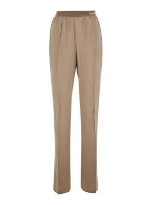 TOM FORD Beige Pants With Elasticated Waist With Logo Lettering In Silk For - Cream