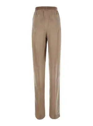 TOM FORD Beige Pants With Elasticated Waist With Logo Lettering In Silk For - Cream
