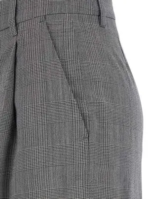 GOLDEN GOOSE Grey Wide Leg Trousers With All-over Prince Of Wales Print In Wool For - Multicolor