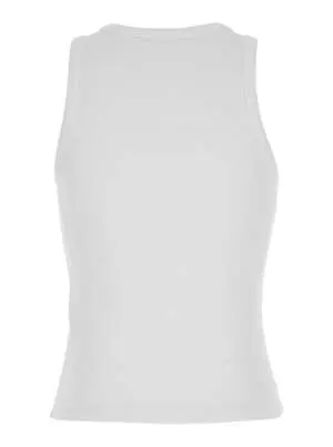 Givenchy White Sleeveless Top With Logo Lettering On The Front In Stretch Cotton For - Multicolor