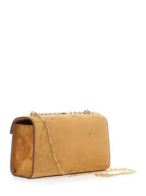 Savette Chain Symmetry' Brown Crossbody Bag With Chain Strap And Turn Lock Closure On Front In Suede For - Multicolor