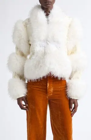 KIM SHUI Kyla Faux Fur Coat - Ivory