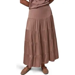 Donna Karan New York Satin Tiered Midi Skirt - Camel