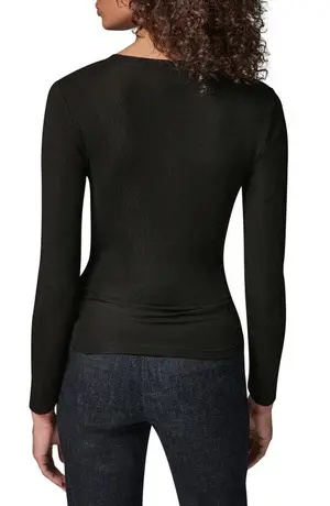 Donna Karan New York Drape Front Knit Top - Black