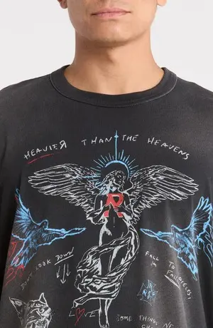 REPRESENT Heavier Than The Heavens Graphic Long Sleeve T-shirt - Washed Black