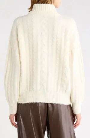 WAYF West Half Zip Cable Knit Sweater - Ivory