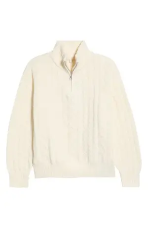 WAYF West Half Zip Cable Knit Sweater - Ivory
