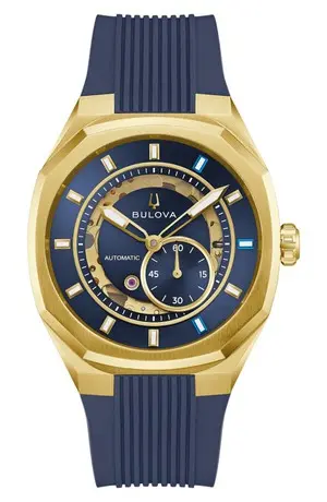 Bulova Marc Anthony Automatic Silicone Strap Watch Blue