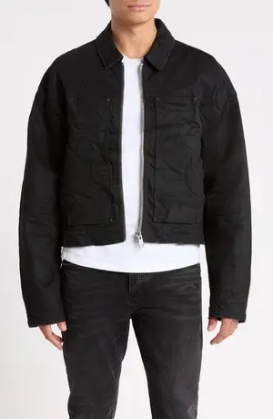 PURPLE BRAND Raw Denim Zip Jacket - Black