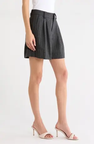 WAYF Jennifer Pleated Pinstripe Shorts