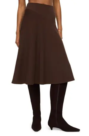 Spanx Draped High Waist Midi Skirt - Umber Root