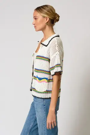 Central Park West Noa Crochet Stripe Button Down