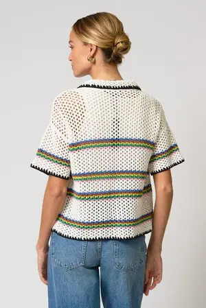 Central Park West Noa Crochet Stripe Button Down
