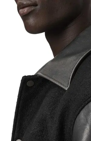 ALLSAINTS Vanson Wool & Leather Bomber Jacket - Black