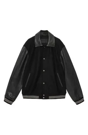ALLSAINTS Vanson Wool & Leather Bomber Jacket